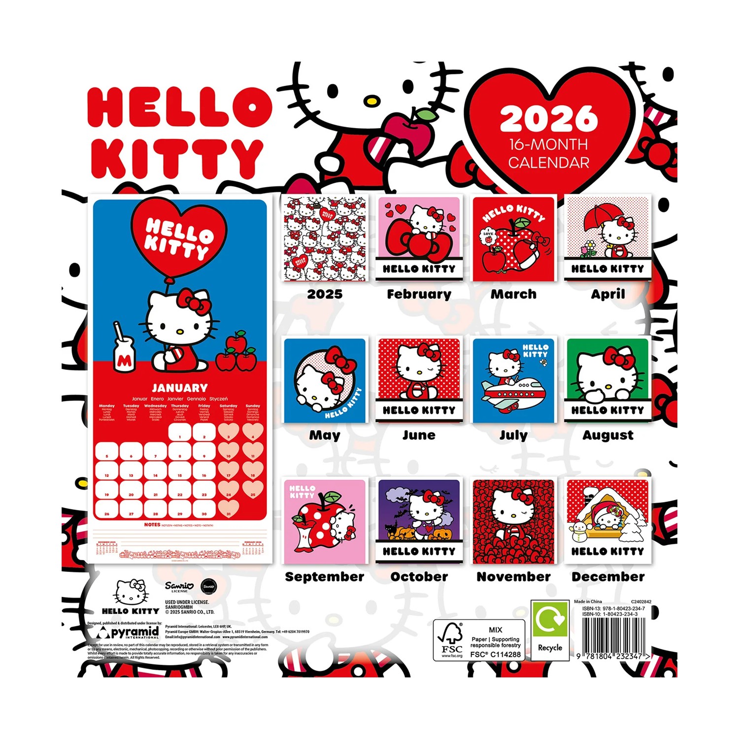 Pyramid Sanrio: Hello Kitty - 2026 16-Month Calendar (C2402842)